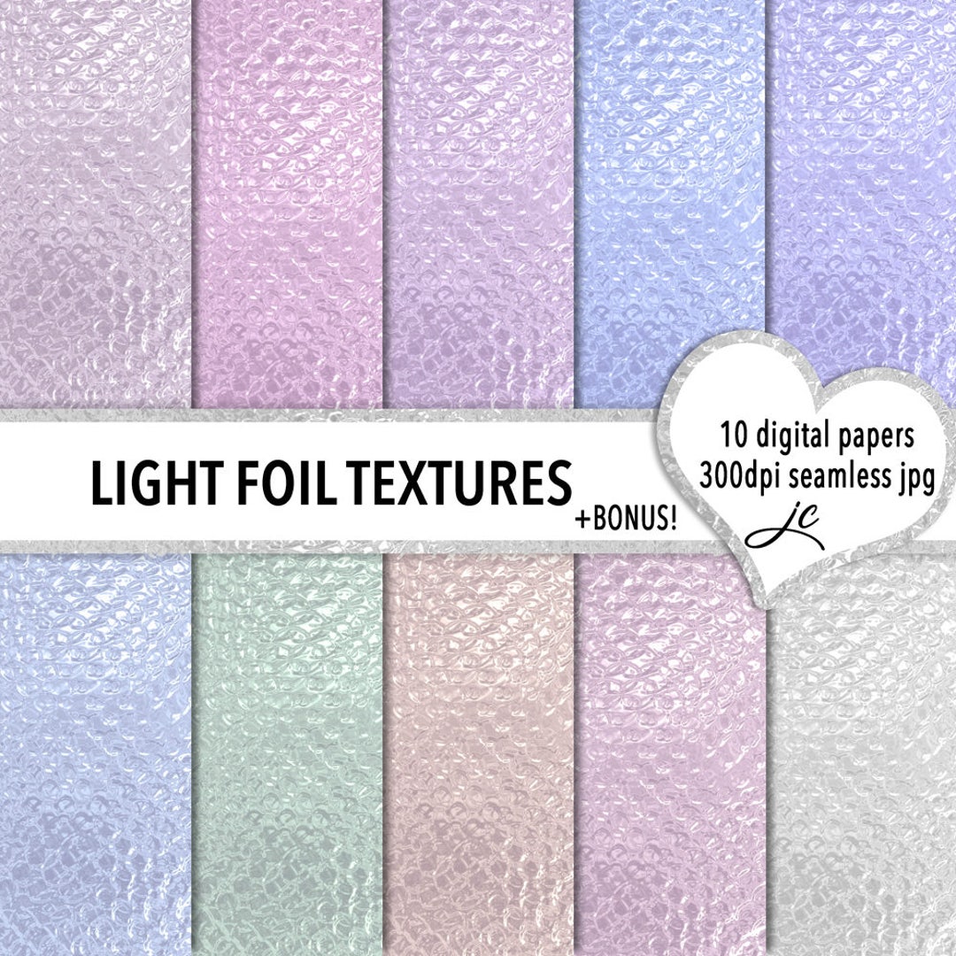 Light Foils Digital Papers + BONUS Photoshop Pattern Files, Seamless ...