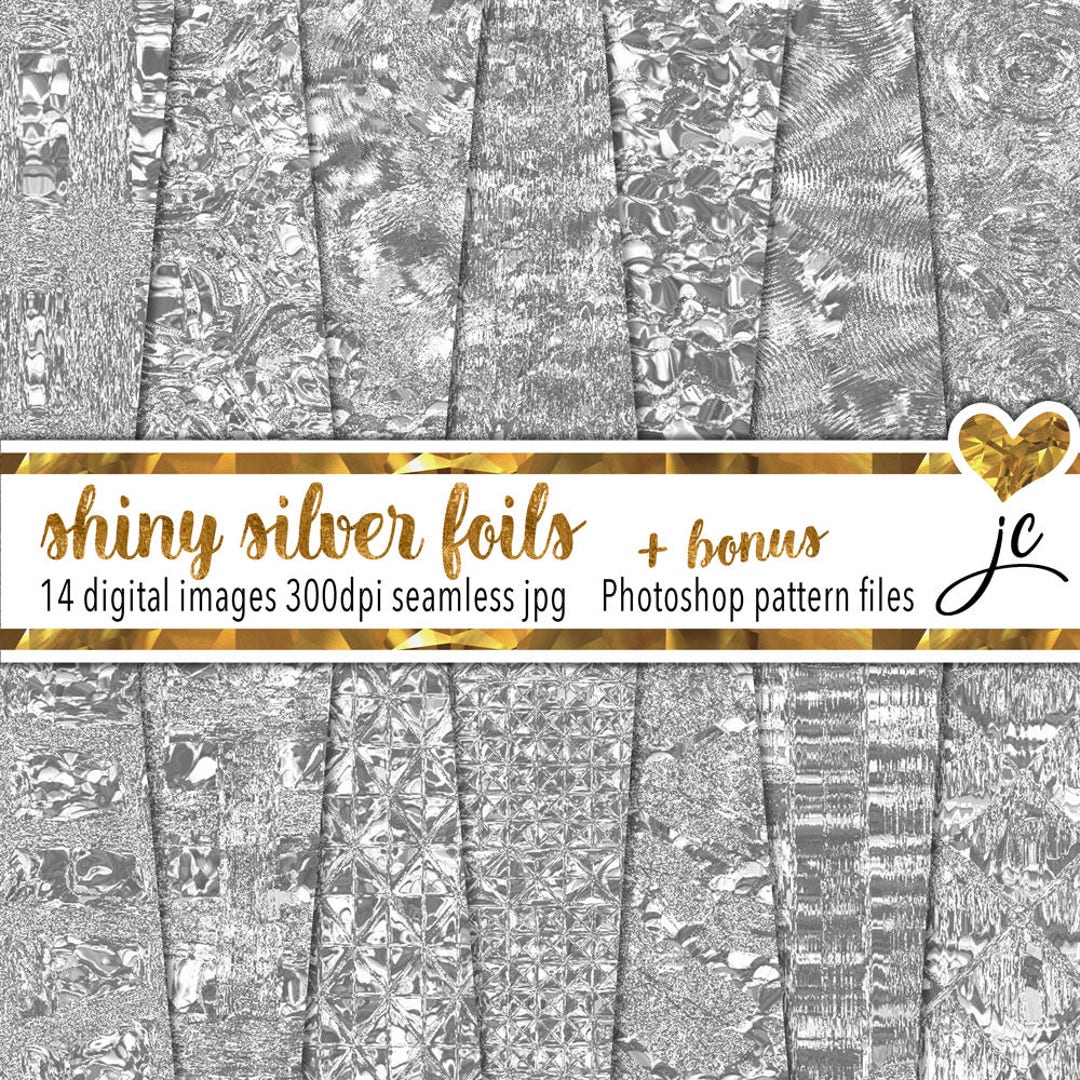 Shiny Silver Foils Textured + BONUS Photoshop Pattern Files, Seamless ...