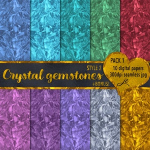 Crystal Gemstone Digital Papers Style 2 (pack 1) + Bonus Pattern Files ...