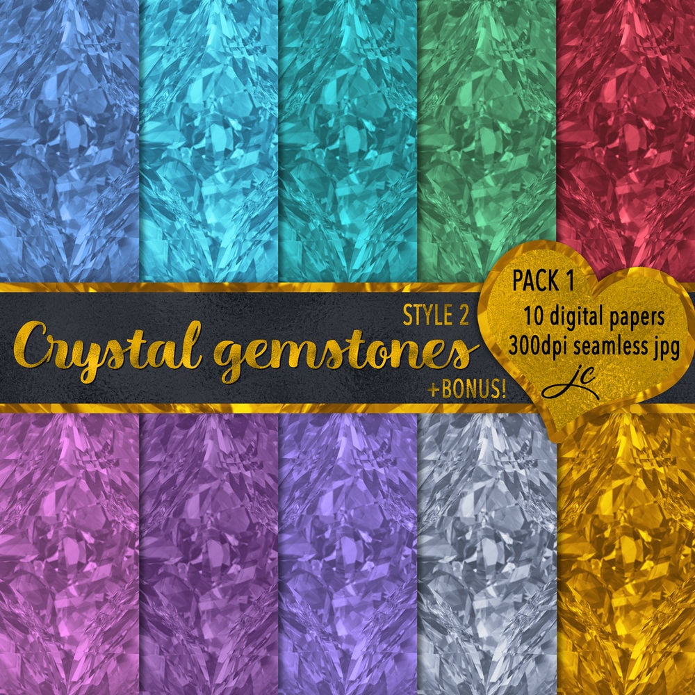 Crystal Gemstone Digital Papers Style 2 pack 1 Bonus - Etsy