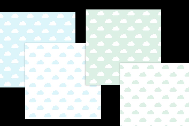 Pastel Clouds Digital Papers Seamless Patterns Textures - Etsy