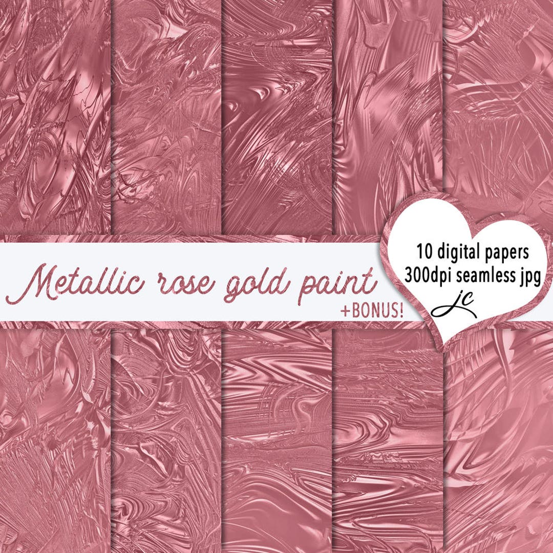 Metallic Rose Gold Paint Digital Papers + BONUS Pattern Files, Seamless ...