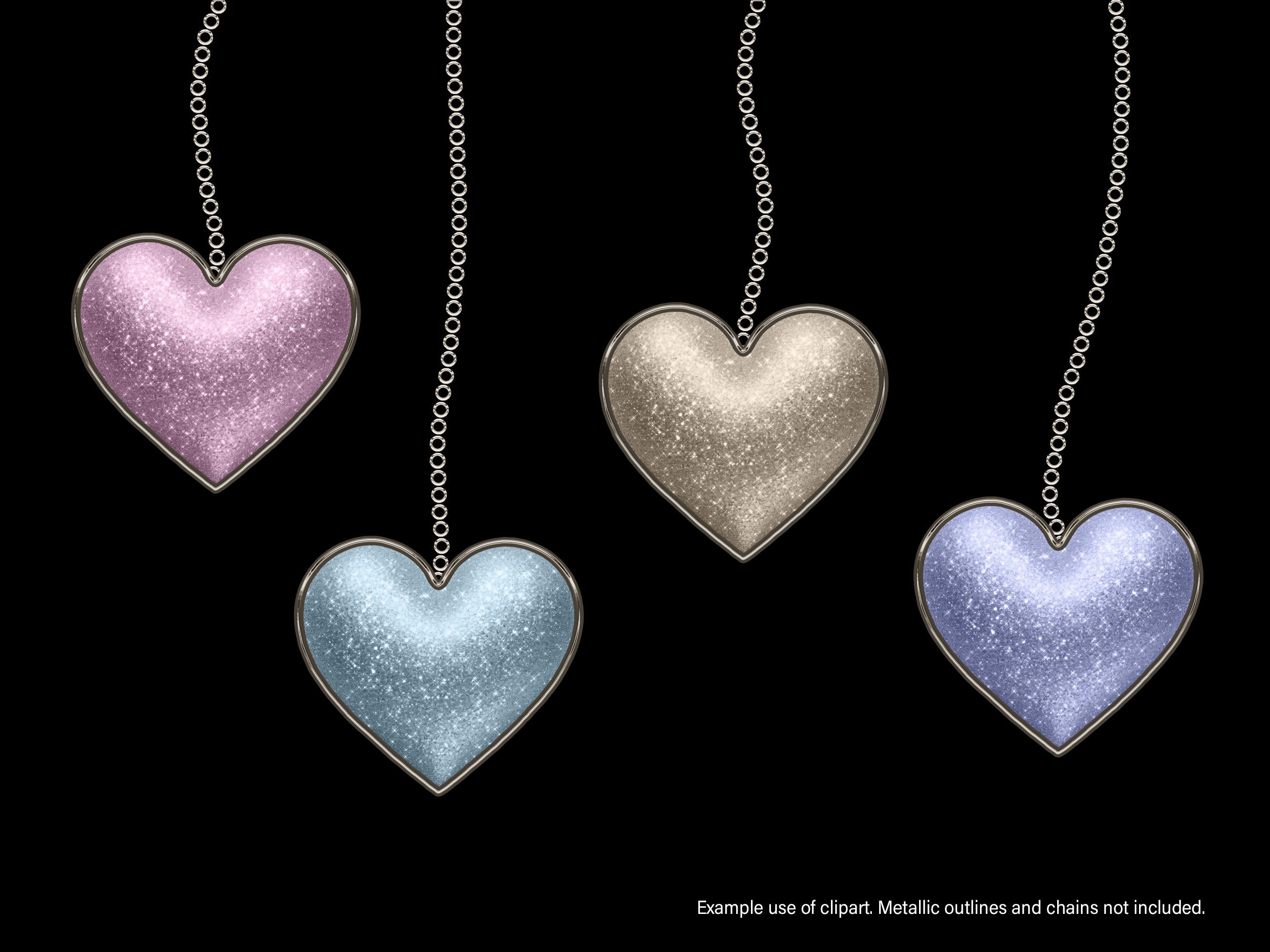 Shimmery Hearts Clipart Set, PNG, Transparent Backgrounds, Scrapbooking ...