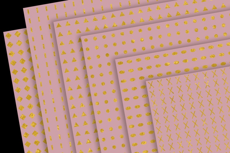 Gold Patterns on Blush, Digital Papers, Seamless, Backgrounds ...