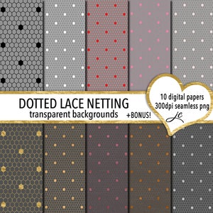 Dotted Lace Netting Digital Papers + BONUS Photoshop Pattern Files ...