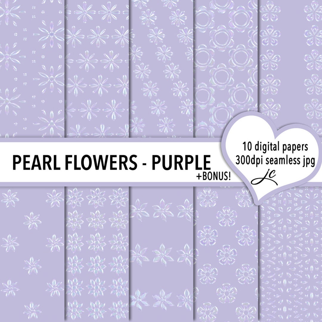 Purple Pearl Flower Digital Paper: Seamless Floral Textures (JPG ...