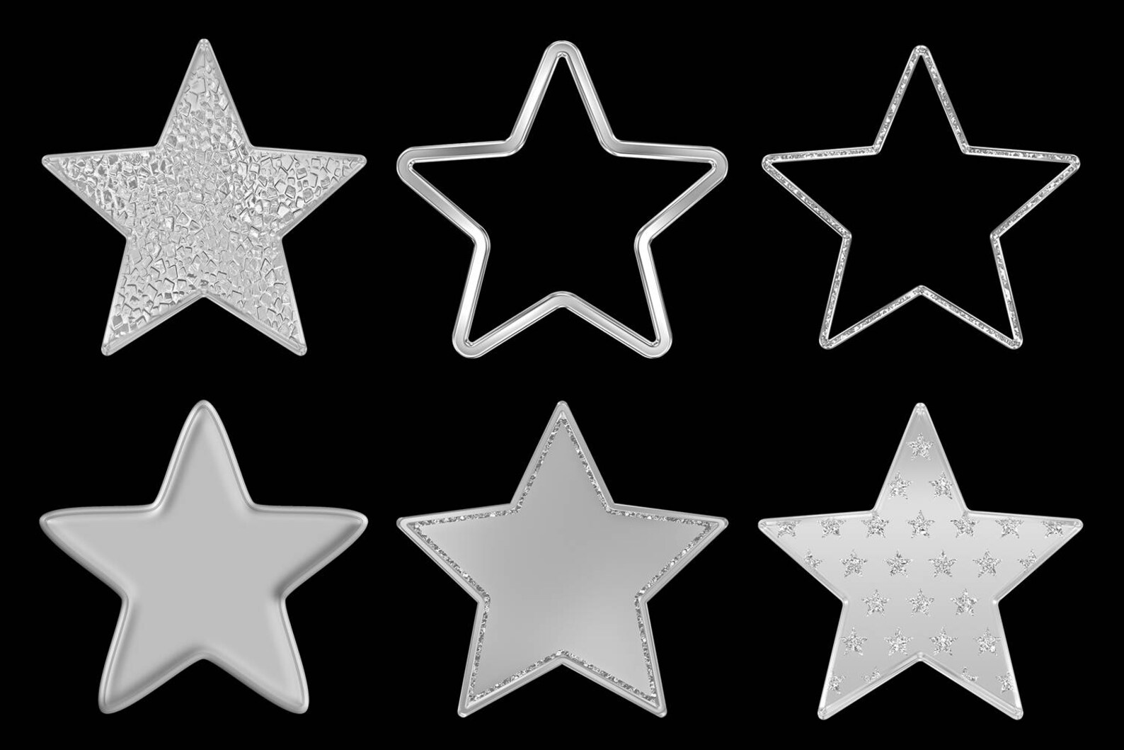 Embossed Silver Stars Clipart Set PNG Transparent - Etsy Australia