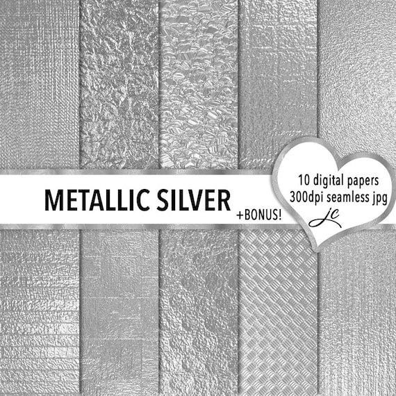 Metallic Silver Digital Papers BONUS Photoshop Pattern - Etsy