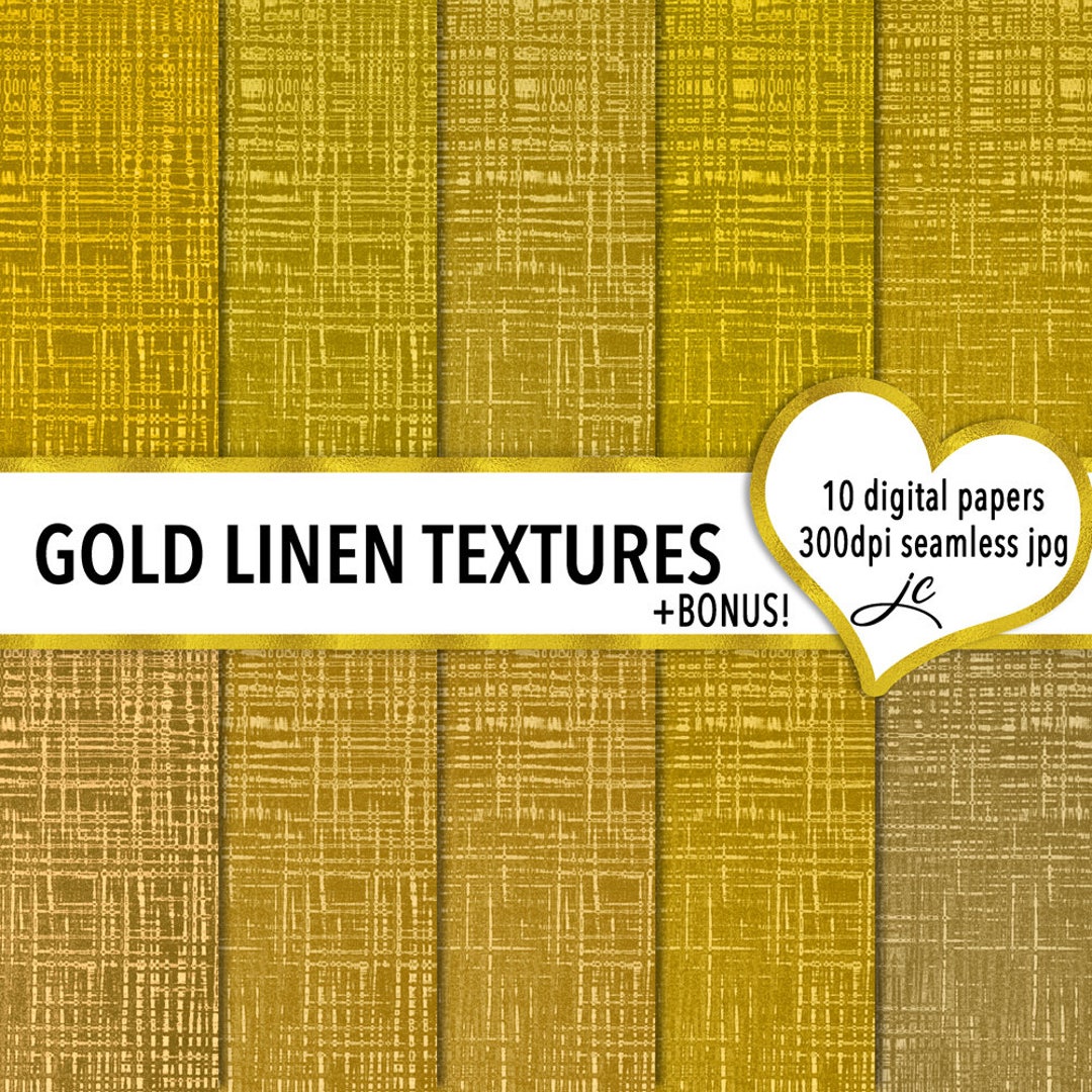 Gold Linen Textures: Seamless Digital Paper Backgrounds (photoshop ...