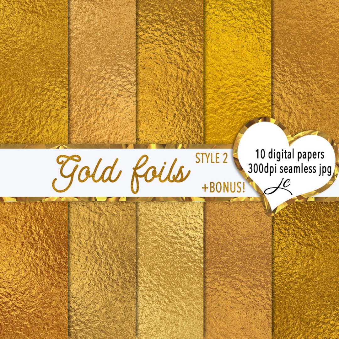 Gold Foils Digital Papers (style 2) + BONUS Pattern Files, Seamless ...