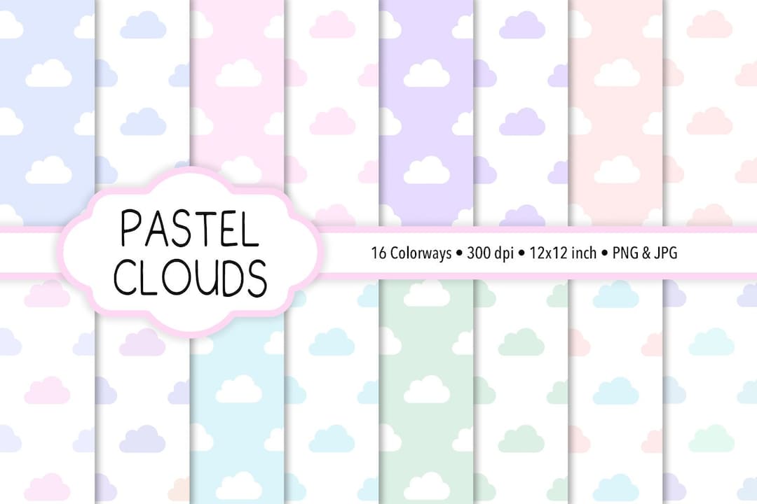 Pastel Clouds, Digital Papers, Seamless, Patterns, Textures ...