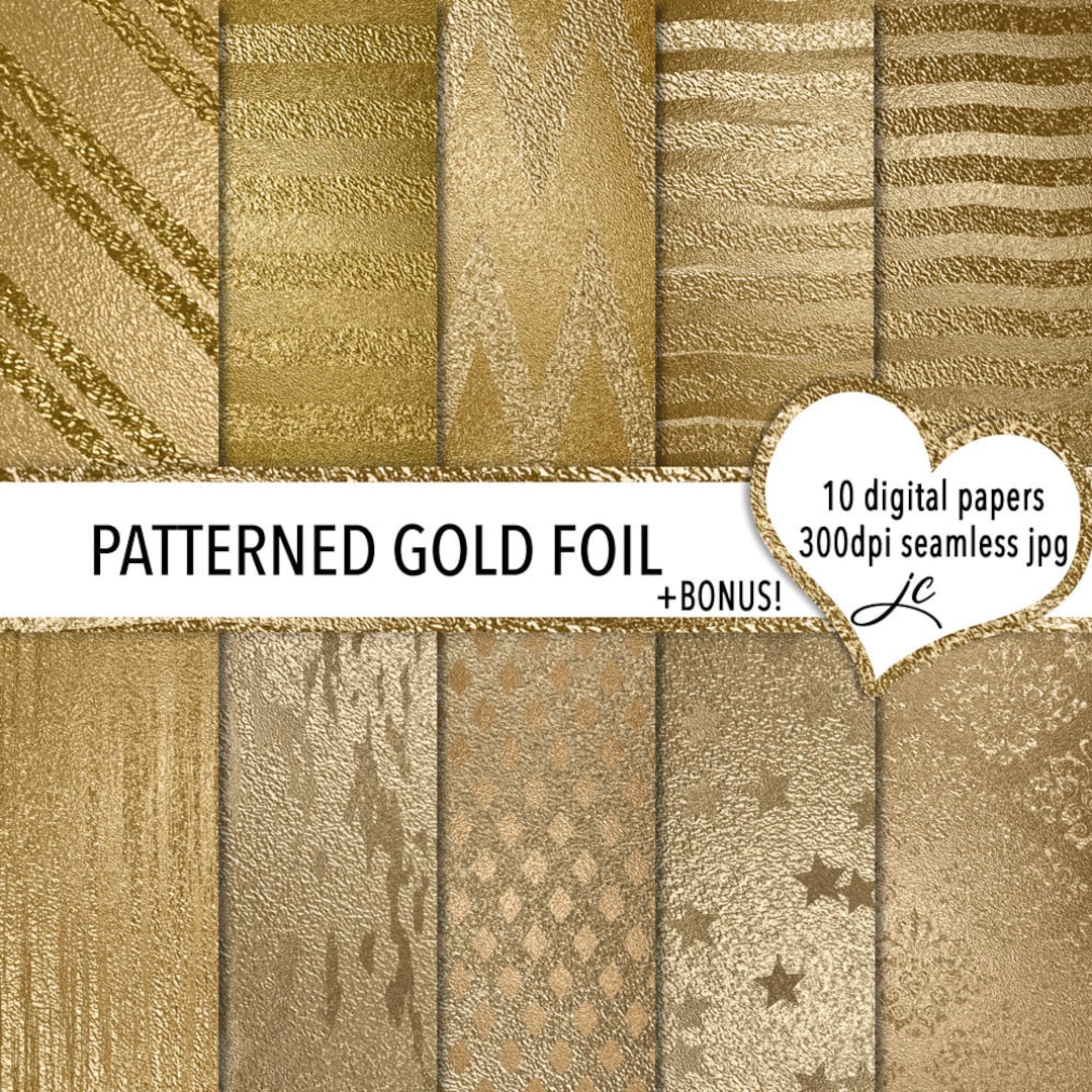 Patterned Gold Foil Digital Papers BONUS Photoshop Pattern - Etsy