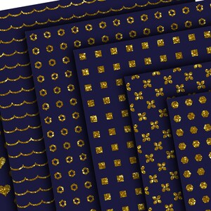 Navy Blue and Gold Glitter Patterns, Digital Papers, Seamless, Textures ...