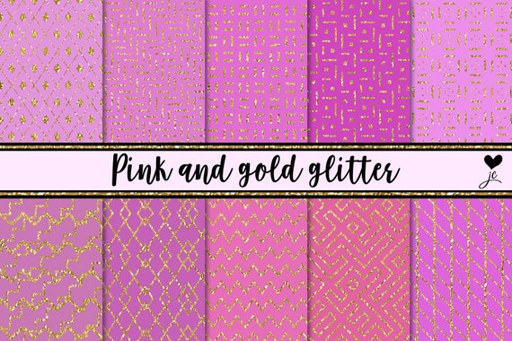 Pink and Gold Glitter Digital Papers BONUS Pattern Files | Etsy