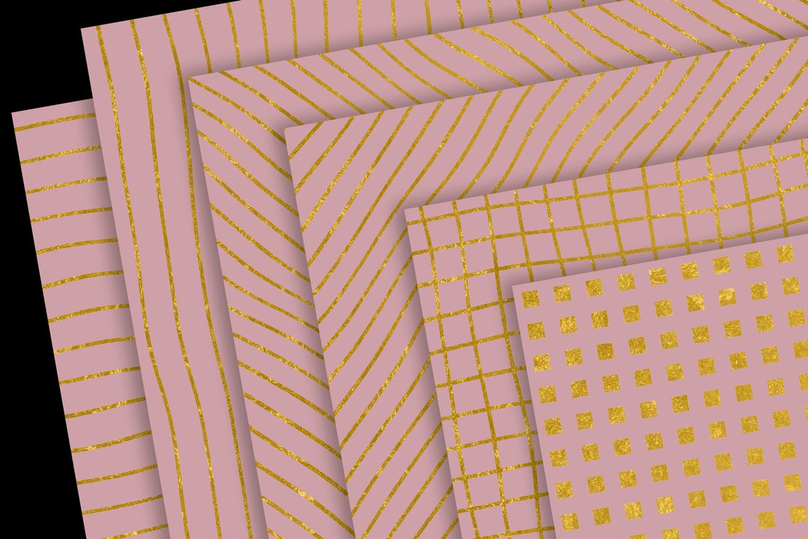 Gold Patterns on Blush, Digital Papers, Seamless, Backgrounds ...