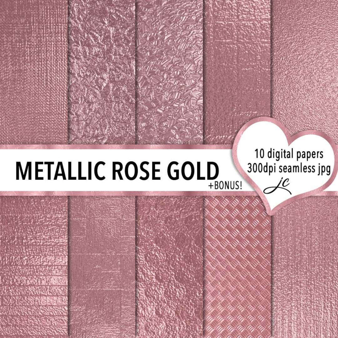 Metallic Rose Gold Digital Papers + BONUS Photoshop Pattern Files ...
