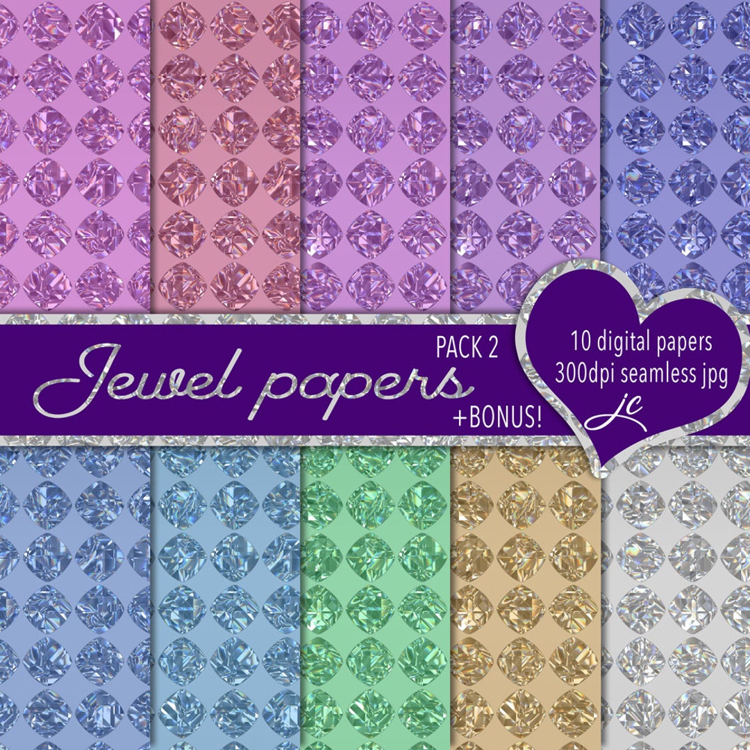 Jewel Texture Digital Papers: Seamless Scrapbook Backgrounds (digital ...