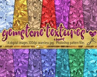 Crystal Gemstone Digital Papers Pack 2 BONUS Photoshop Pattern Files ...