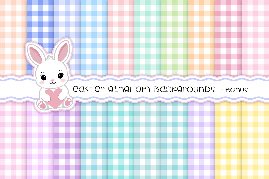 Easter Gingham Backgrounds, Patterns, Digital Papers, Seamless ...