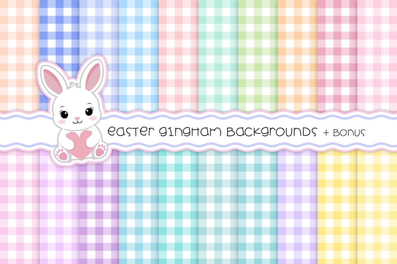 Easter Gingham Backgrounds, Patterns, Digital Papers, Seamless ...