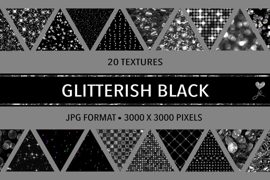Glitterish Black Digital Papers, Seamless, Textures, Backgrounds ...