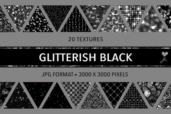 Glitterish Black Digital Papers Seamless Textures | Etsy