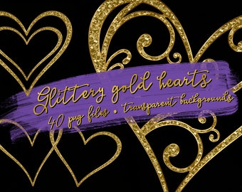 Sparkle Glitter Hearts Clipart Set, PNG, Transparent Backgrounds ...