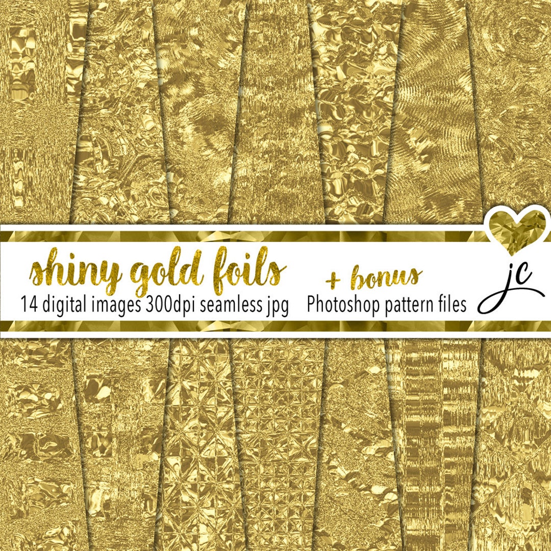 Shiny Gold Foils Textured + BONUS Photoshop Pattern Files, Seamless ...