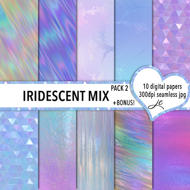 Iridescent Mix Digital Papers pack 2 BONUS Photoshop - Etsy