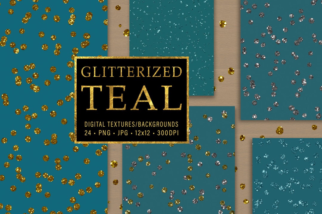 Glitterized Teal, Digital Papers, Seamless, Textures, Backgrounds ...