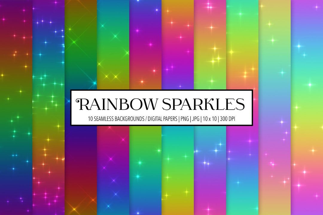 Rainbow Sparkles Digital Paper: Seamless Gradient Backgrounds (JPG, PNG ...