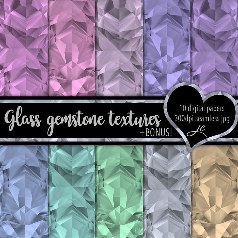 Glass Gemstone Textures: Seamless Jewel Digital Papers (JPG + .pat ...