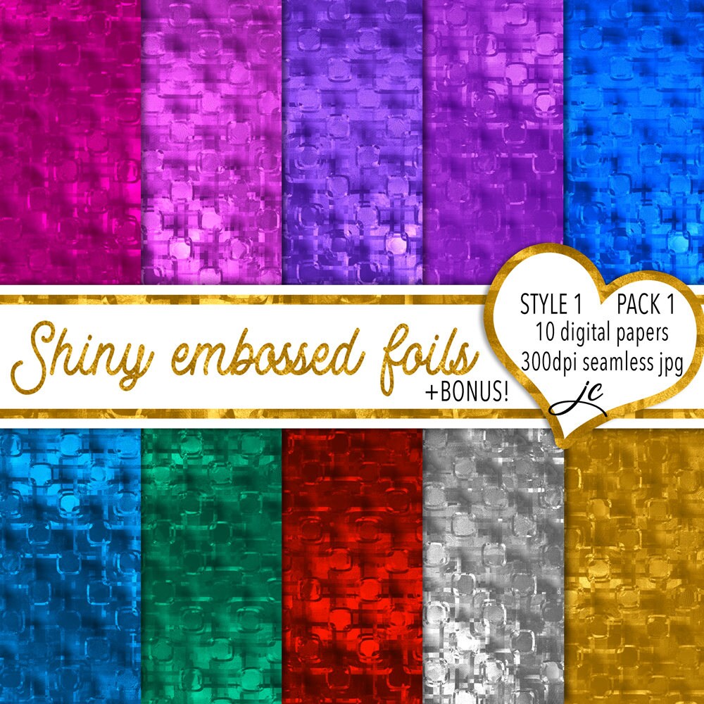 Shiny Embossed Foil Digital Papers: Seamless Textures (JPG + .pat) - Etsy