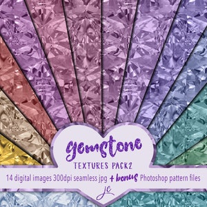 Crystal Gemstone Digital Papers Pack 2 + BONUS Photoshop Pattern Files ...