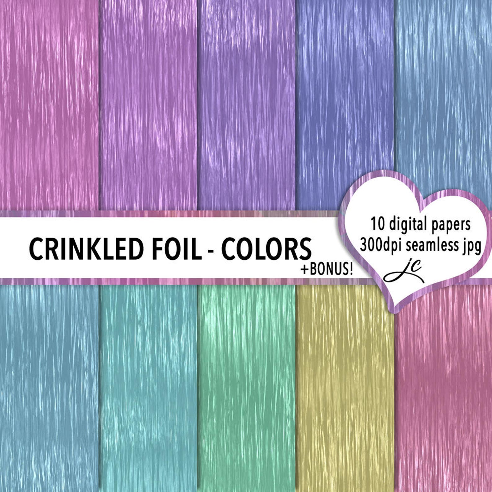 Crinkled Foil Textures: Seamless Metallic Backgrounds (digital Download ...