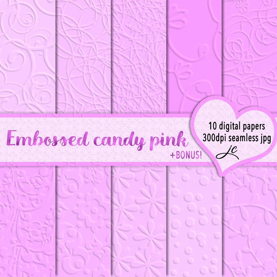 Embossed Candy Pink Digital Papers + Bonus Photoshop Pattern File ...