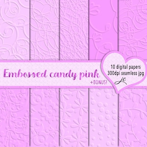Embossed Candy Pink Digital Papers + Bonus Photoshop Pattern File ...