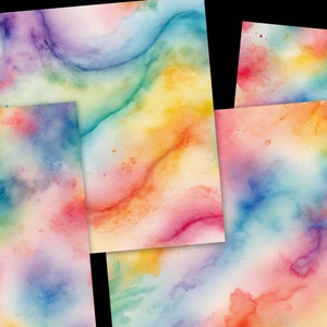 Rainbow Watercolor Backgrounds, Digital Papers, Textures, Scrapbooking ...