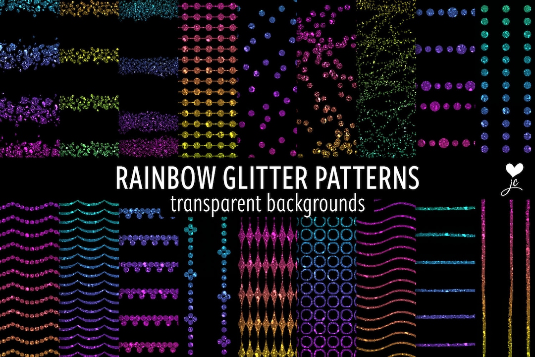 Rainbow Glitter Patterns Digital Papers, Seamless, Textures ...