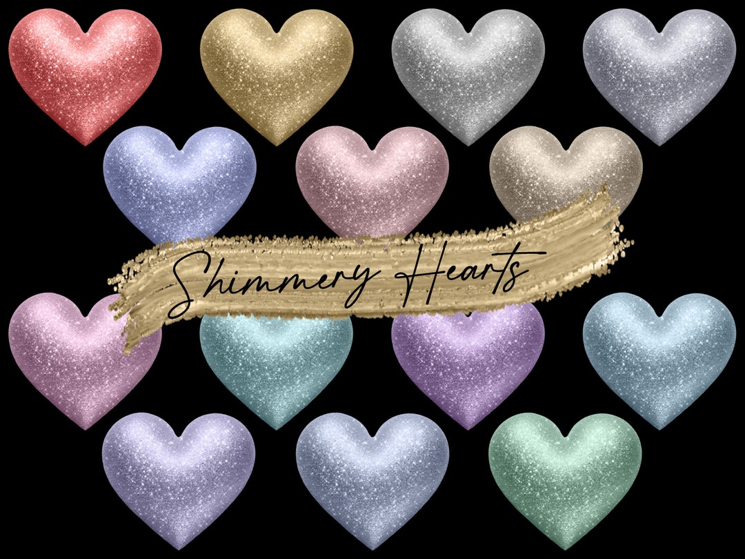 Shimmery Hearts Clipart Set, PNG, Transparent Backgrounds, Scrapbooking ...