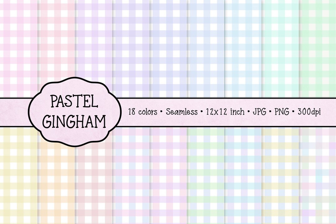 Pastel Gingham Patterns, Digital Papers, Seamless, Backgrounds ...