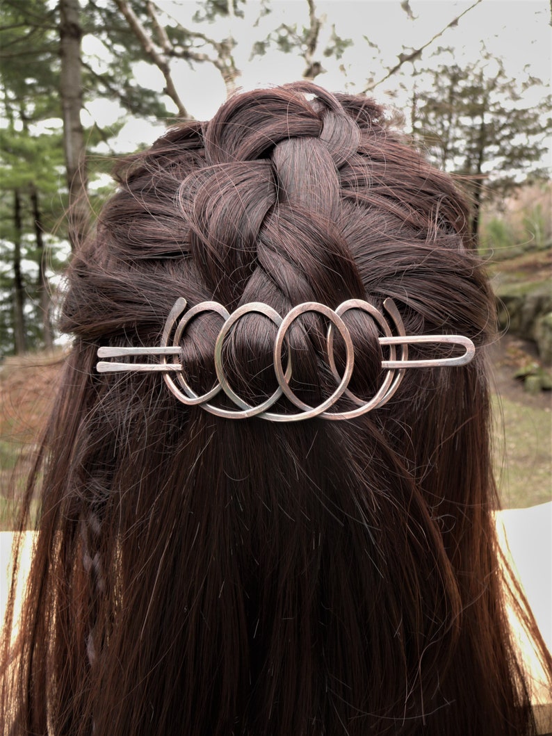 Hand Forged Patina Copper Spiral Hair Pin Barrette - Etsy