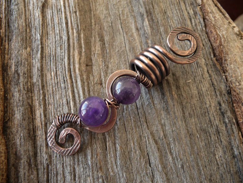 Amethyst Dreadlock Bead Copper Dread Beads Hair Jewelry | Etsy