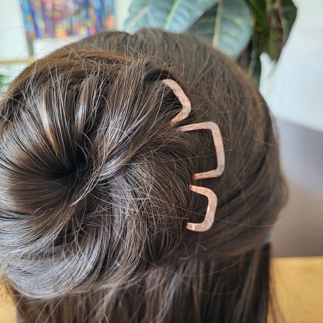 Set of 3 Square Hair Forks, Bun Holder, Womens Hair Accessories, Hand ...