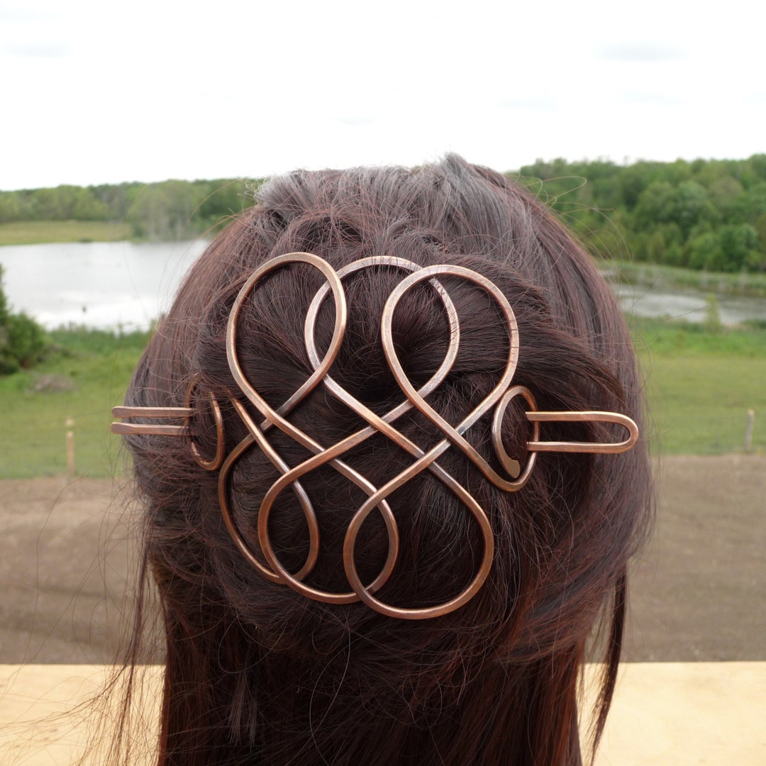 Handmade Copper Celtic Hair Bun Holder With Fork Sticks - Etsy