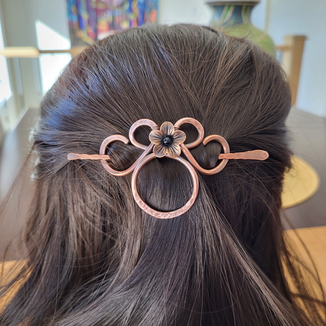 Small Hair Clip Barrette With Stick, Hand Made Hair Jewlery, Solid ...