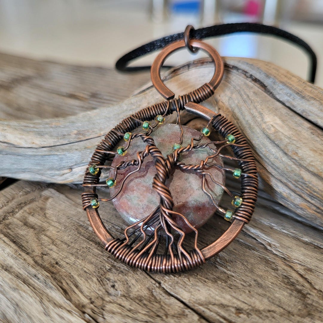Copper Tree Pendant Necklace -jasper Stone, Wire Wrapped Jewelry ...