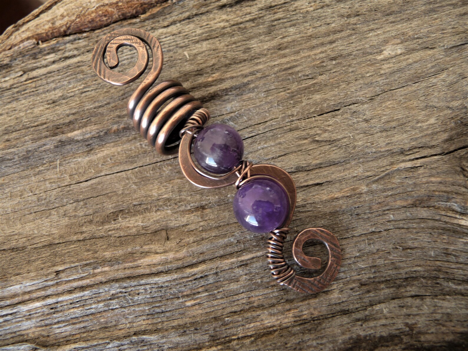 Amethyst Dreadlock Bead Copper Dread Beads Hair Jewelry | Etsy