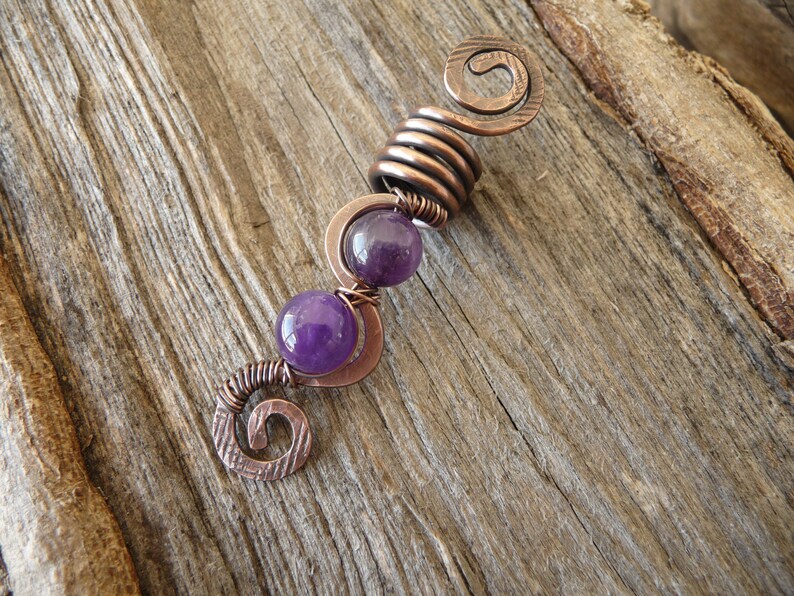 Amethyst Dreadlock Bead Copper Dread Beads Hair Jewelry | Etsy