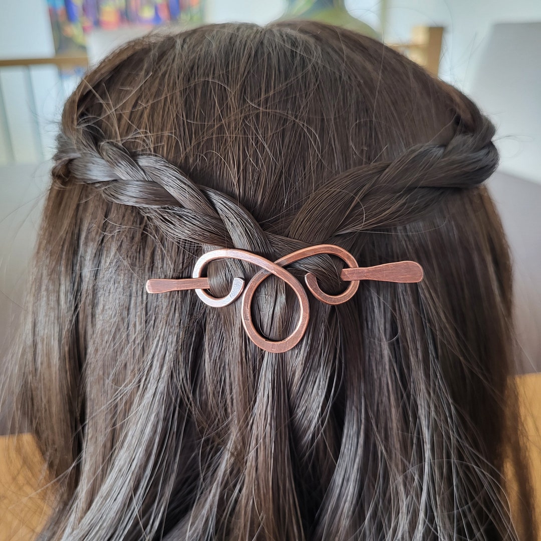 Hand Forged Tiny Copper Hair Barrette, Minimalist Hair Pin - Etsy